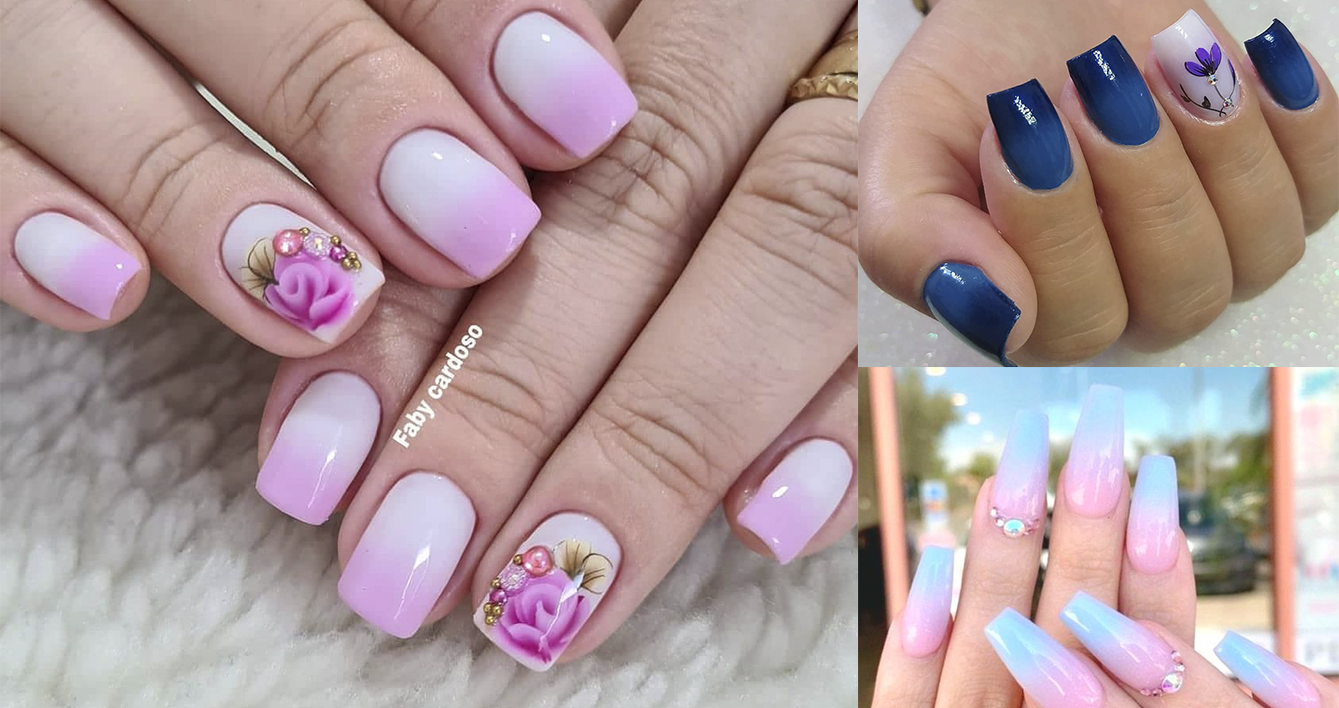 48 Inspirações de unhas decoradas em degrade